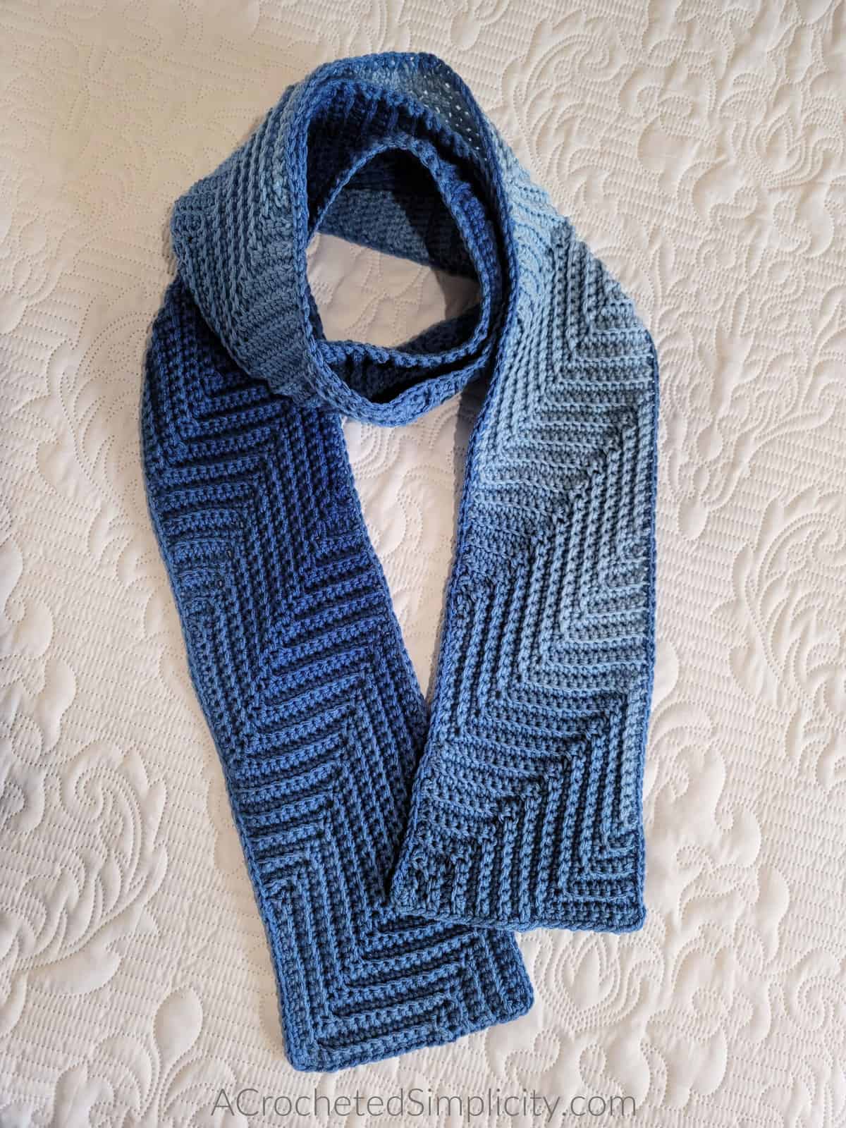 Diagonal Ripple Scarf - Free Crochet Scarf Pattern - A Crocheted Simplicity