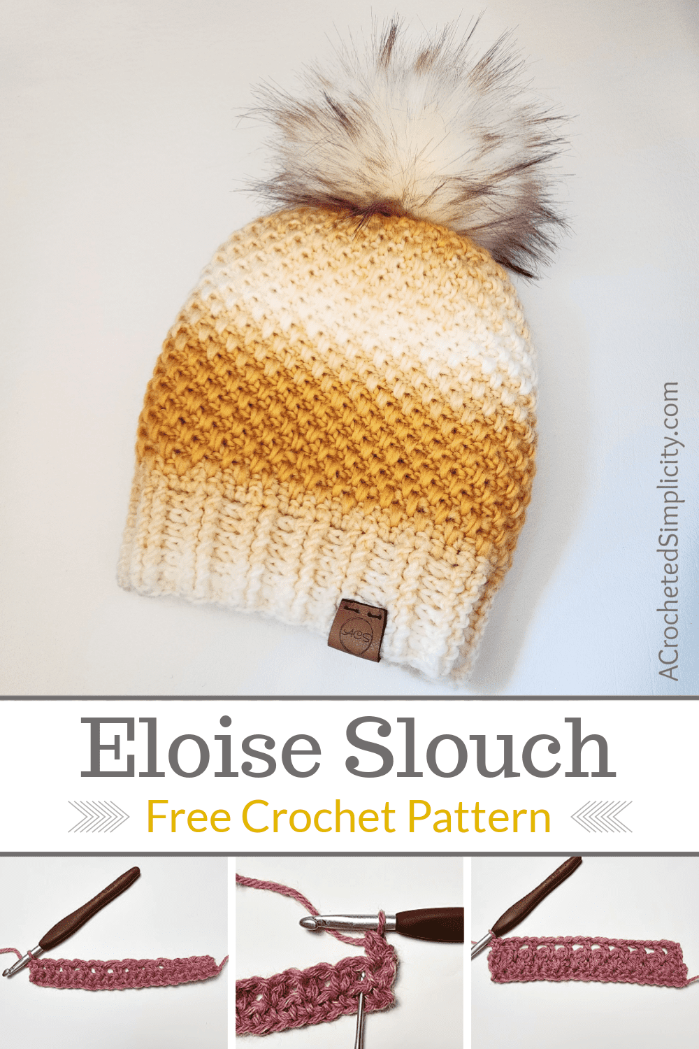 Bulky Crochet Hat Pattern Free - Eloise Slouch - A Crocheted Simplicity