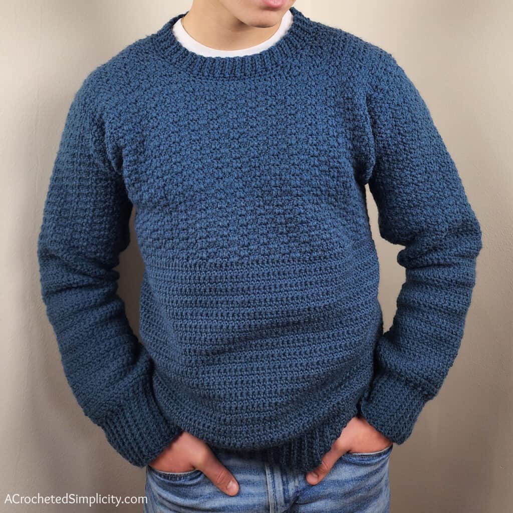 Split Level Crochet Mens Sweater - A Crocheted Simplicity