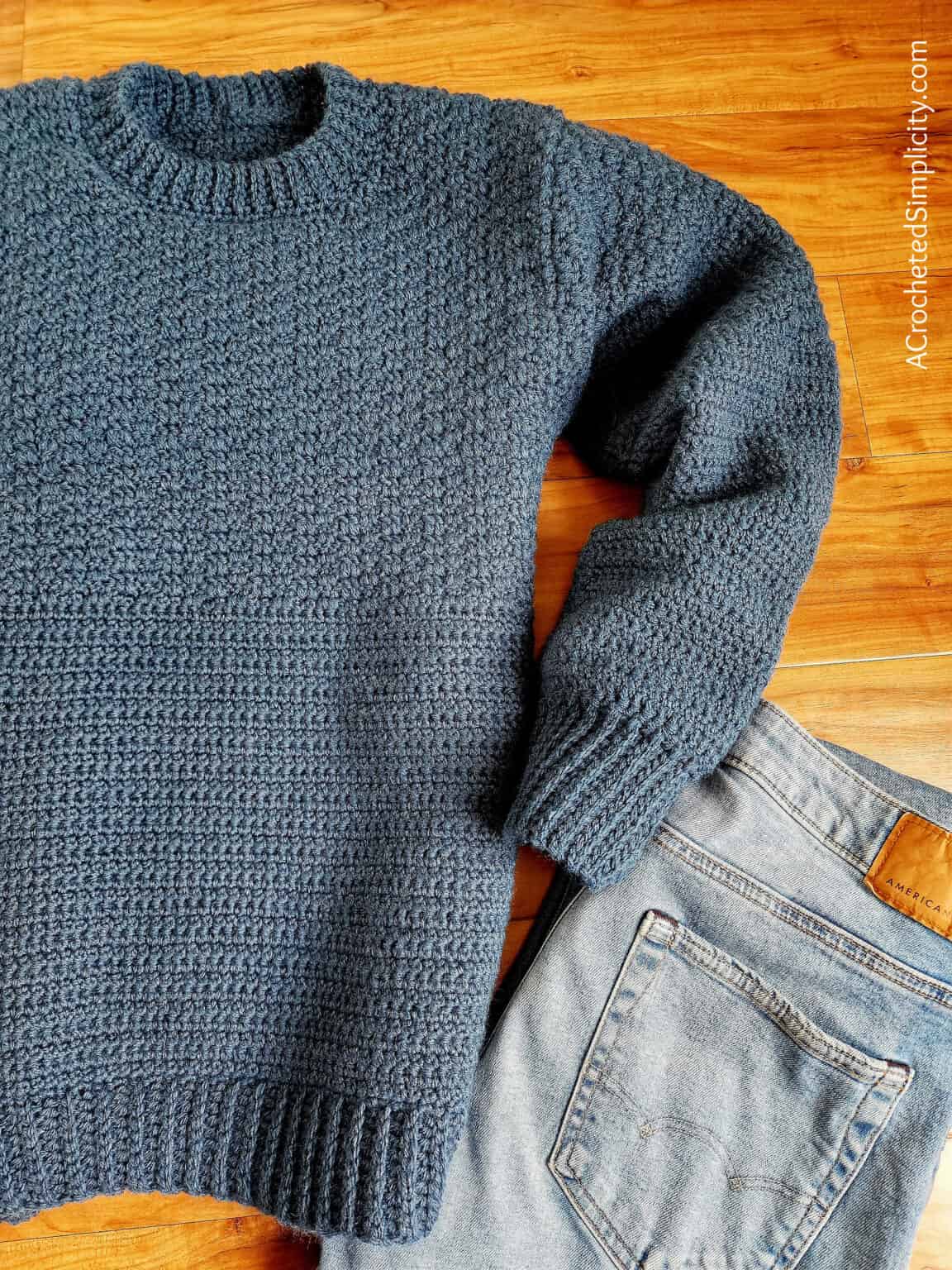 Split Level Crochet Mens Sweater - A Crocheted Simplicity