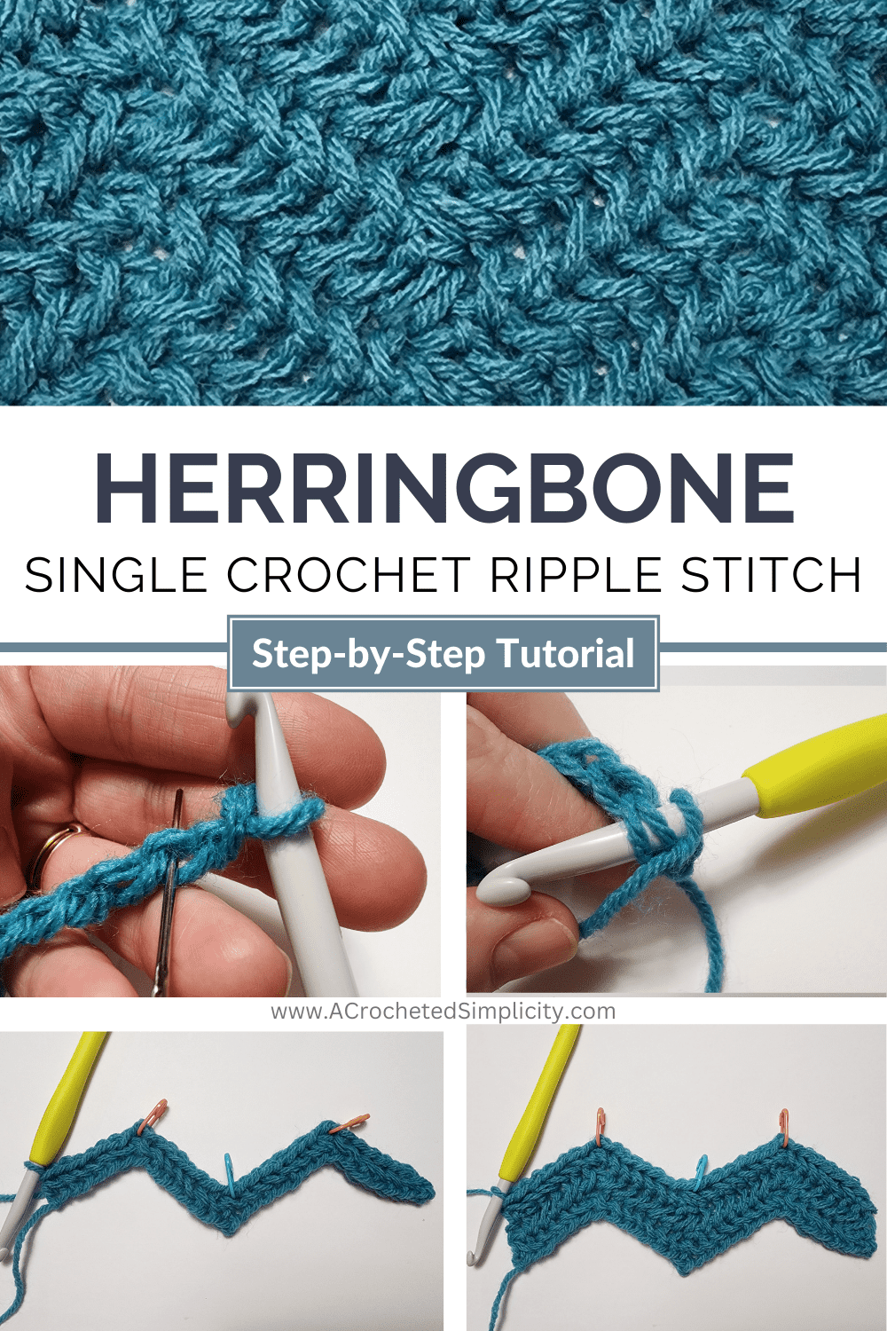 Herringbone Single Crochet Ripple Stitch - A Crocheted Simplicity