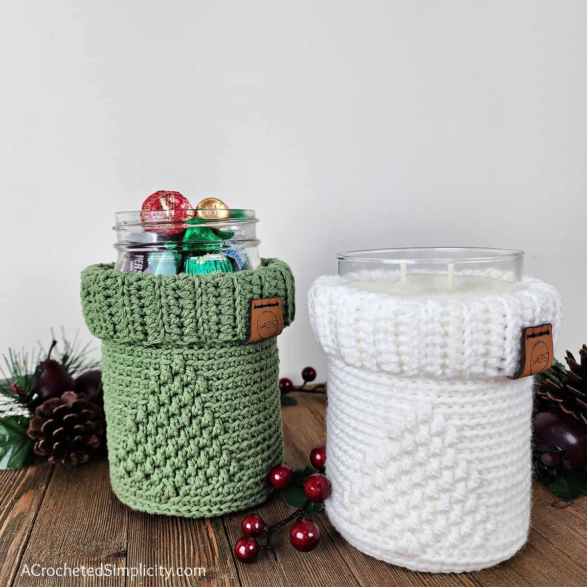 Crochet Mason Jar Cozy - O' Christmas Tree - A Crocheted Simplicity