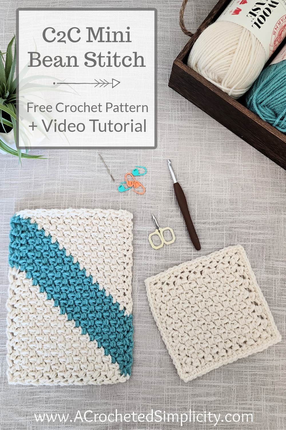 Crochet C2C Mini Bean Stitch - A Crocheted Simplicity