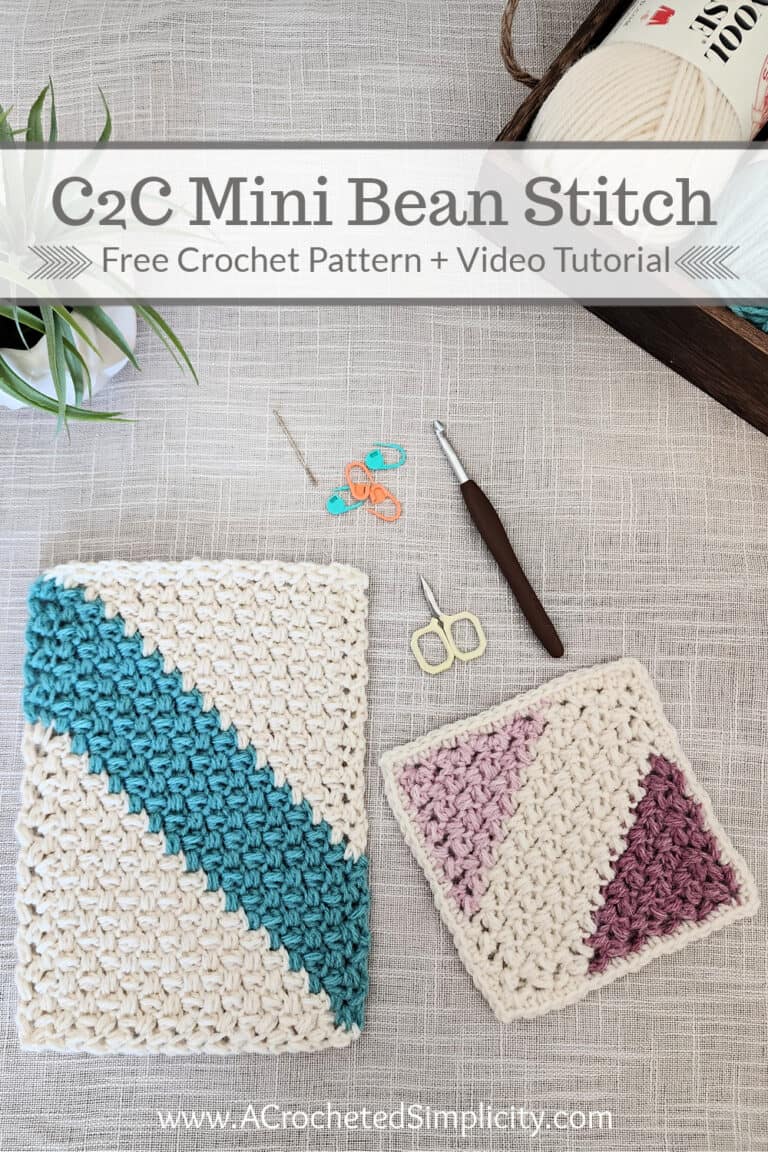 Crochet C2C Mini Bean Stitch - A Crocheted Simplicity