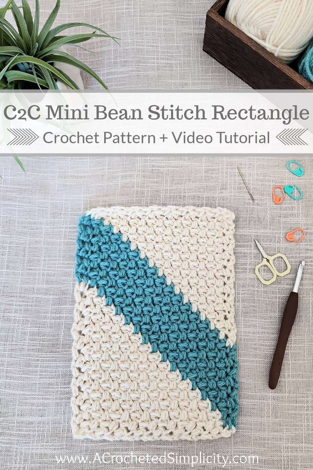 Crochet C2C Mini Bean Stitch - A Crocheted Simplicity