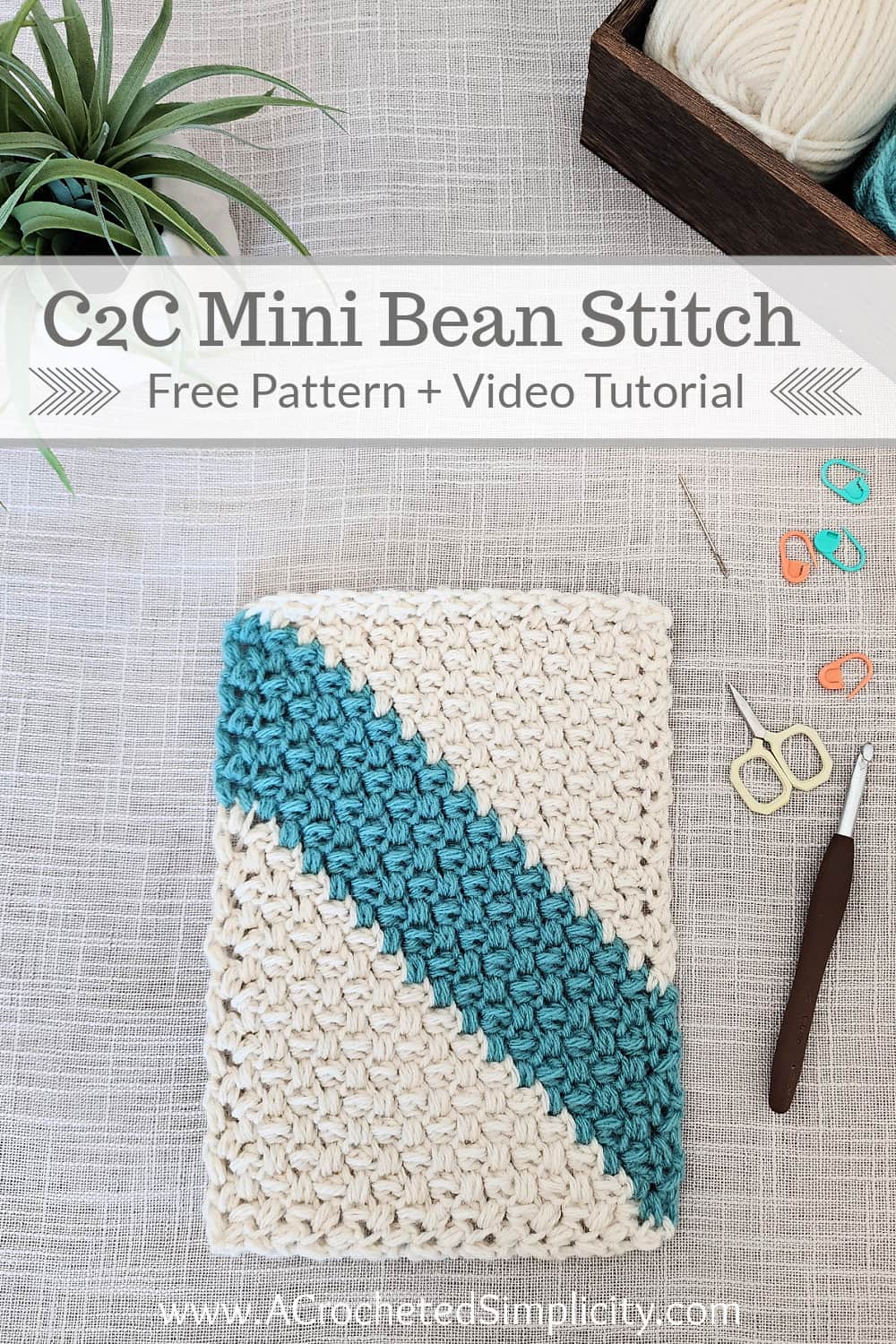 Crochet C2C Mini Bean Stitch - A Crocheted Simplicity