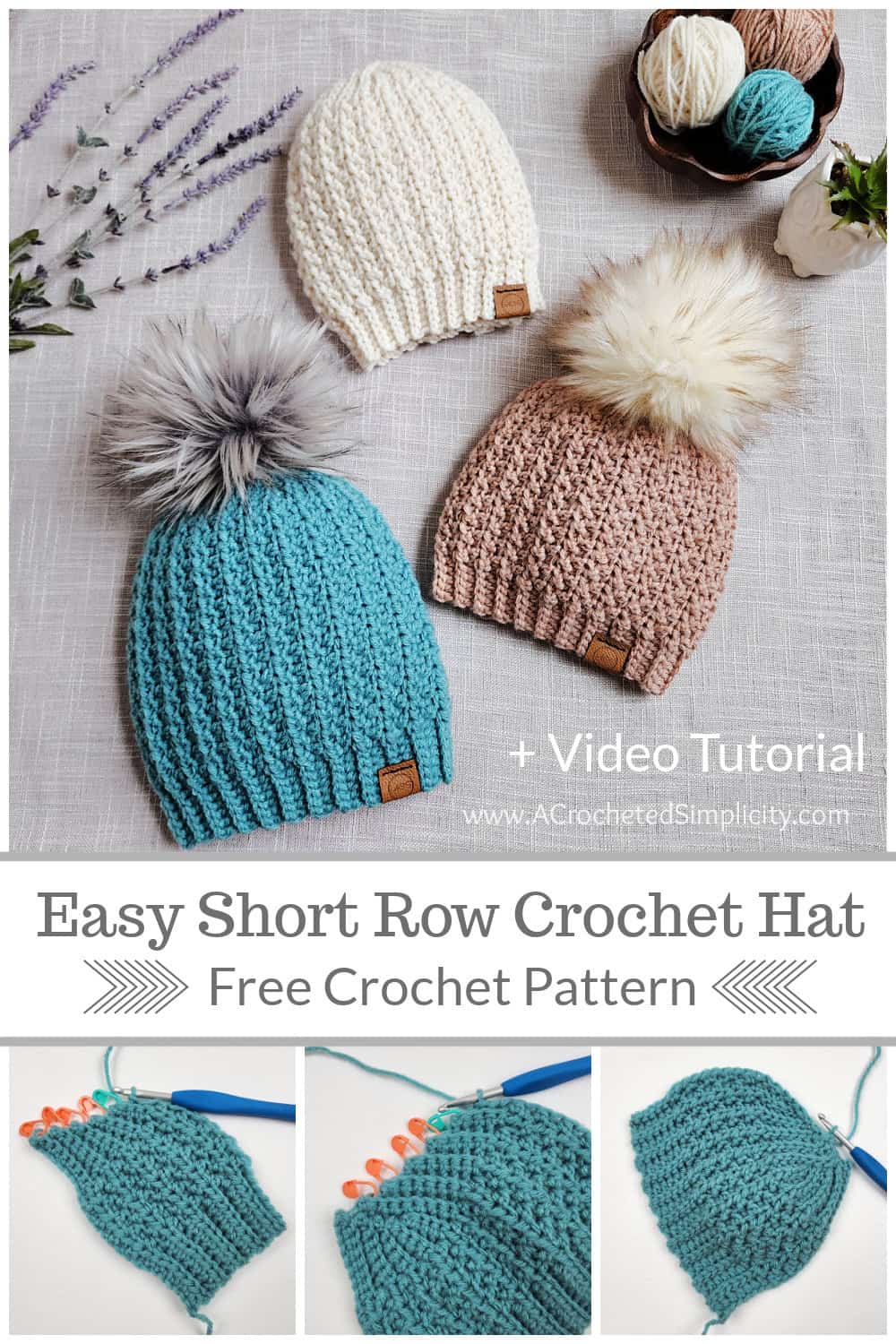 Easy Short Row Crochet Hat Pattern - A Crocheted Simplicity