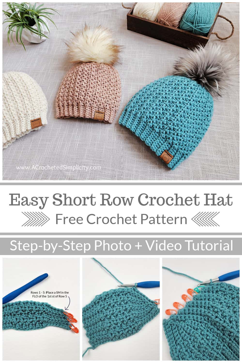 Easy Short Row Crochet Hat Pattern - A Crocheted Simplicity