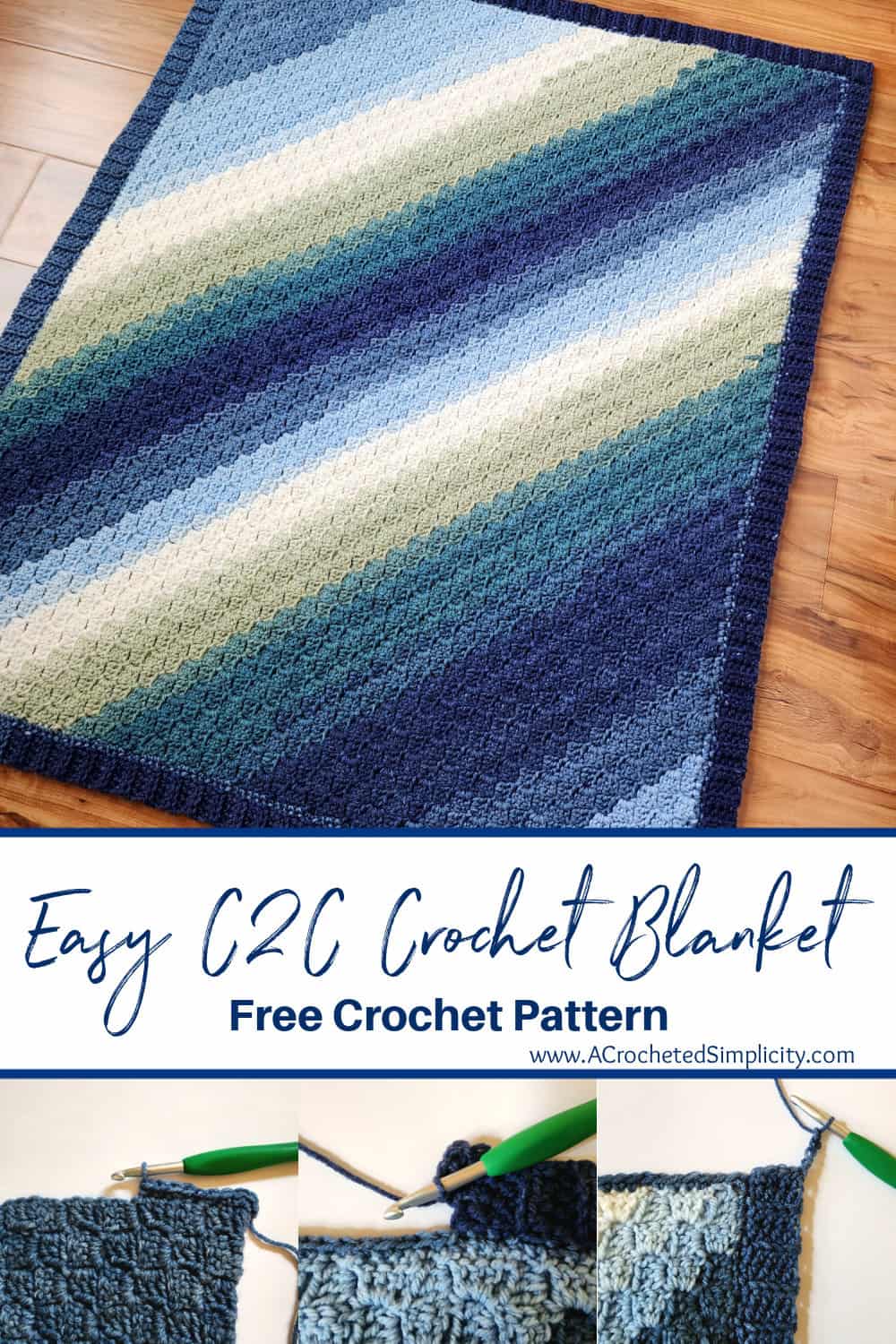 Crochet C2C Blanket - Caspian Crochet Blanket - A Crocheted Simplicity