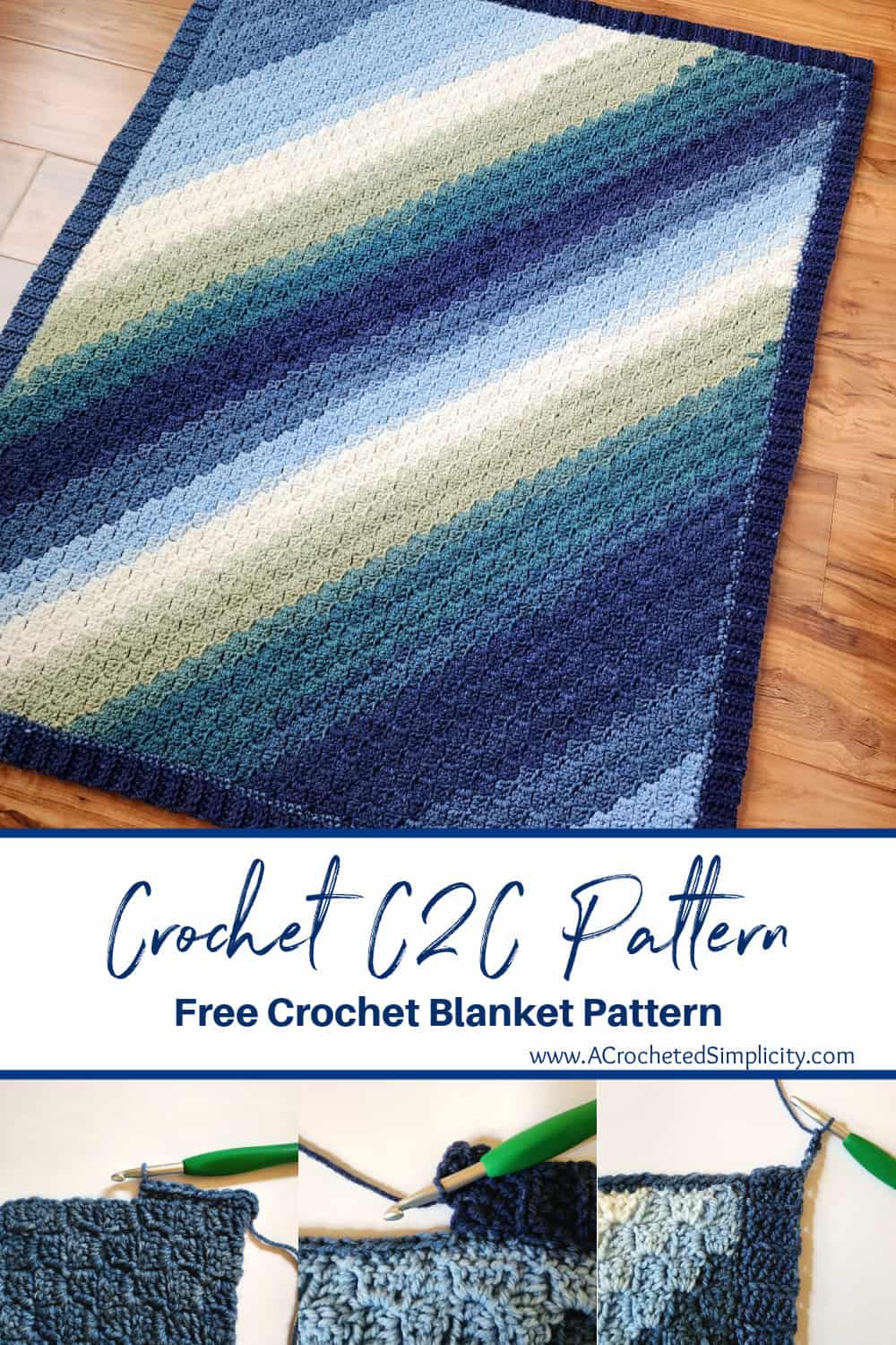 Crochet C2C Blanket - Caspian Crochet Blanket - A Crocheted Simplicity