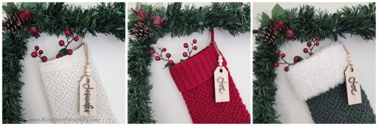 Stacked Diamonds Christmas Crochet Stocking - A Crocheted Simplicity
