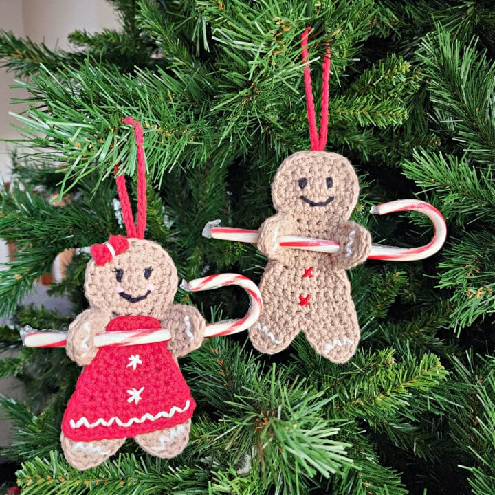 Crochet Gingerbread Man Candy Cane Holder - A Crocheted Simplicity