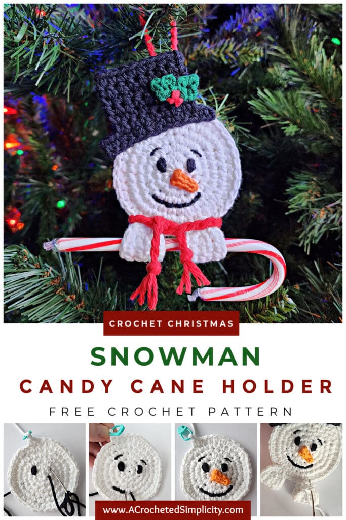 Crochet Snowman Candy Cane Holder - A Crocheted Simplicity