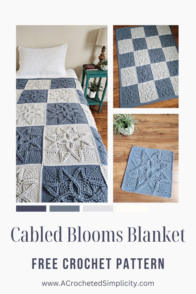 Cabled Blooms Crochet Blanket - A Crocheted Simplicity