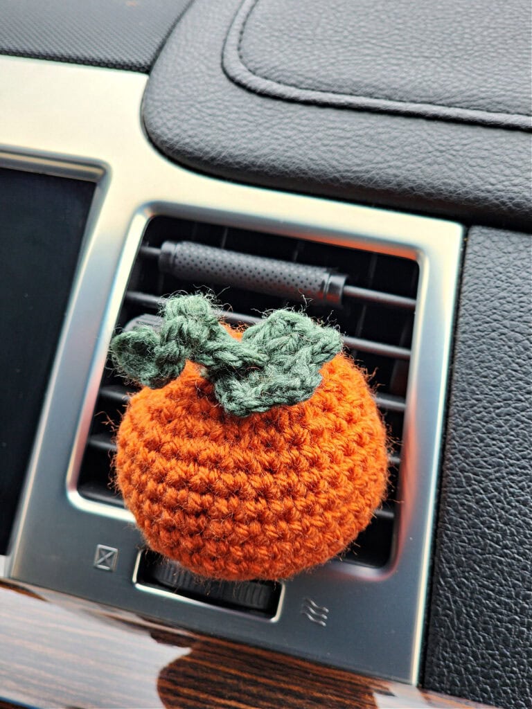 Pumpkin Crochet Vent Clip Air Freshener
