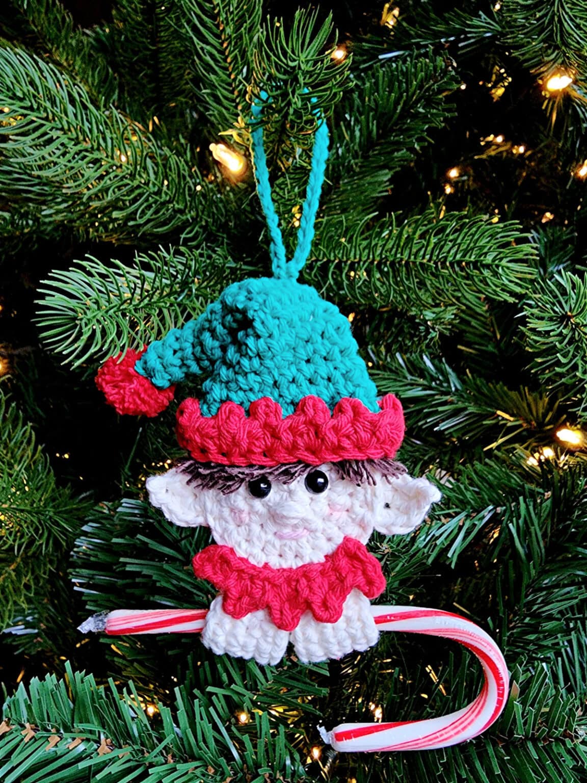 Crochet Elf Candy Cane Holder