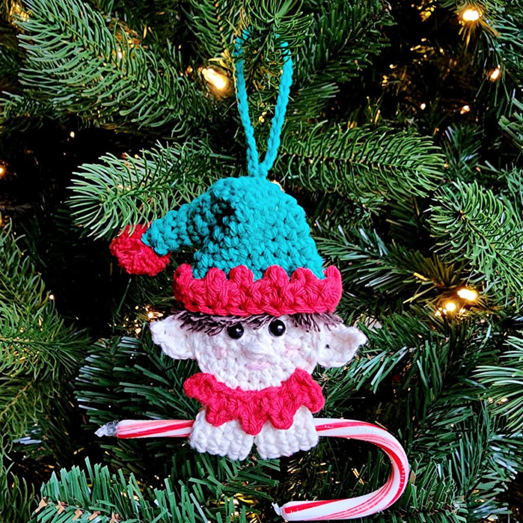 Crochet Elf Candy Cane Holder