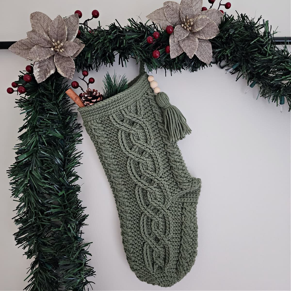 Cable Crochet Christmas Stocking Pattern - A Crocheted Simplicity