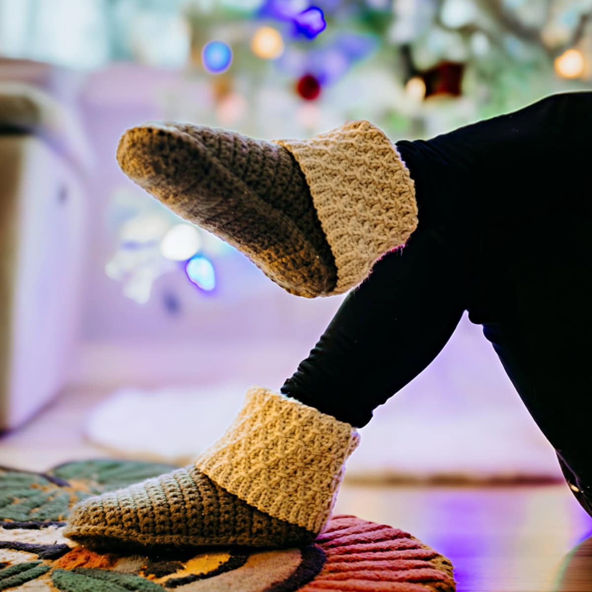 Fireside Crochet Slipper Boots Free Pattern - A Crocheted Simplicity
