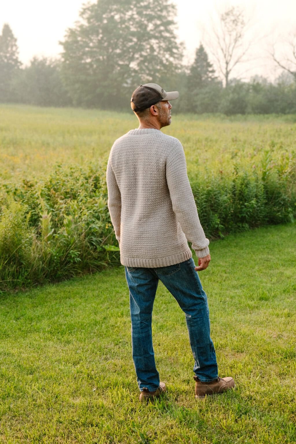Ambrose Quarter Button Crochet Men's Sweater - A Crocheted Simplicity