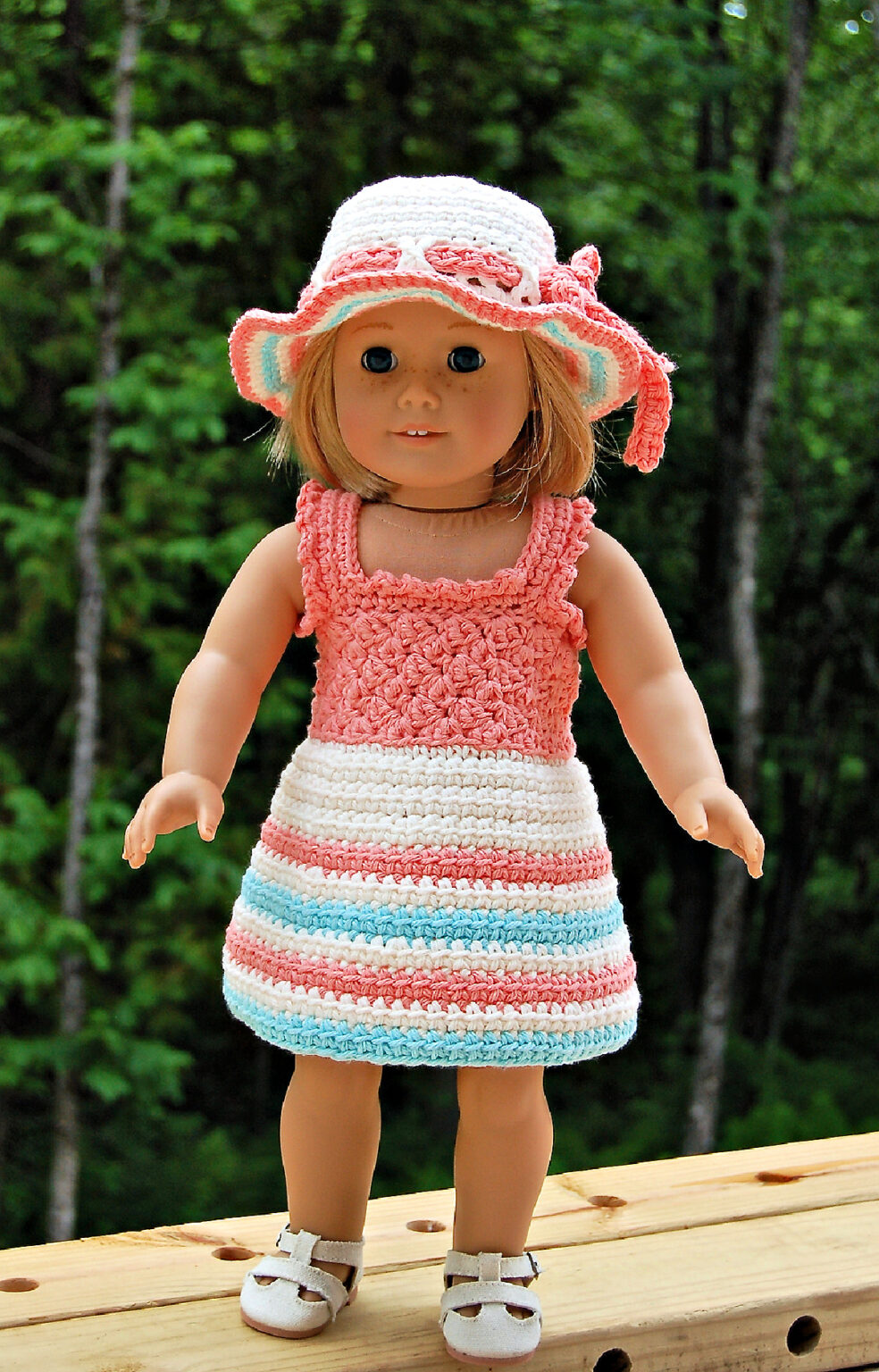 Sweet & Sassy Crochet Doll Dress, Top, Skirt & Sun Hat for 18" Doll - A ...
