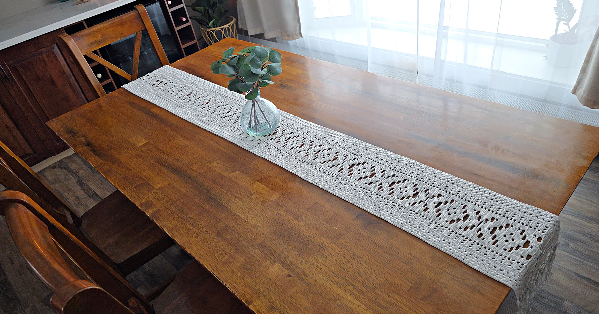 Boho Chic Crochet Table Runner - A Crocheted Simplicity